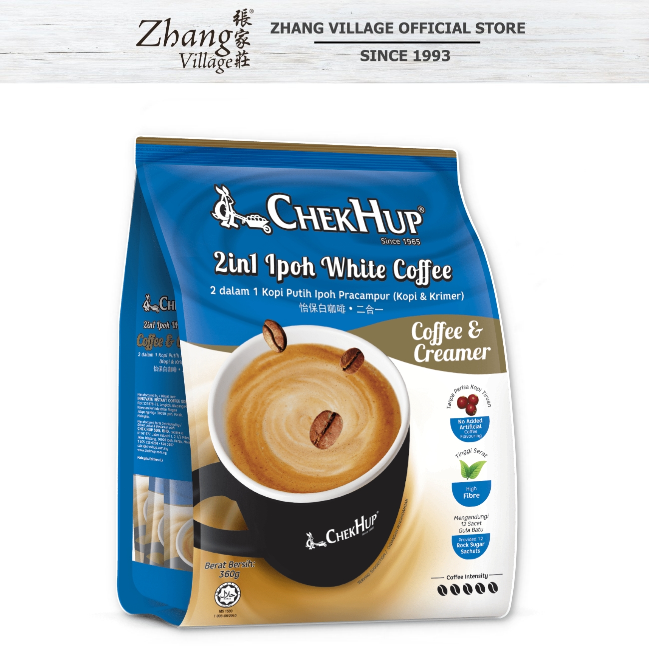 CHEK HUP 2 IN 1 SUGAR FREE WHITE COFFEE 360G (30g X 12 Sachets)